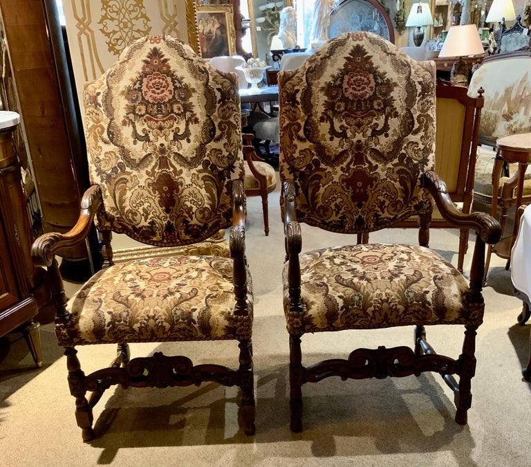 Pair of French Renaissance Style Chairs, 19th Century with Tall Backs ...