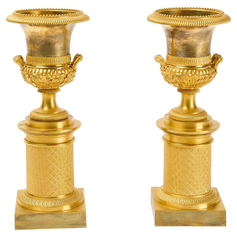 Pair of French Restauration Period Gilt Bronze Cassolettes For Sale at ...