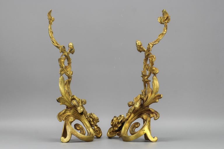 Pair of French Rococo Style Bronze Decors with Roses, Late 19th Century ...