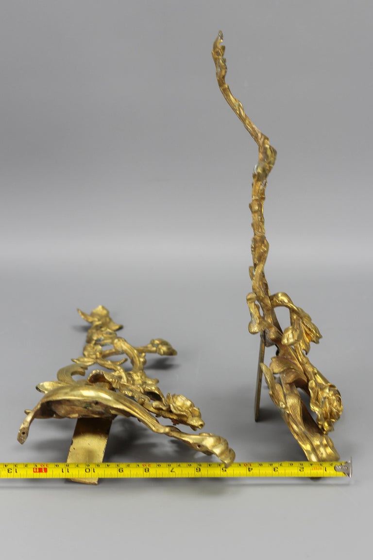 Pair of French Rococo Style Bronze Decors with Roses, Late 19th Century ...