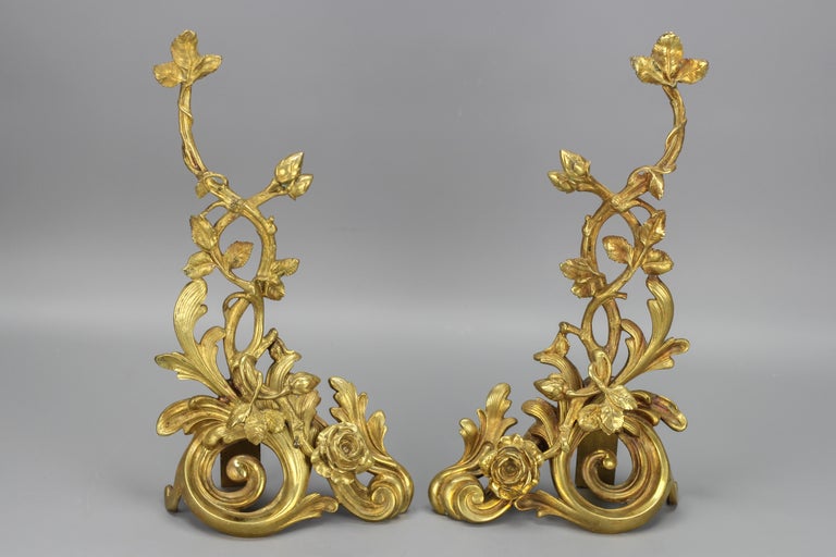 Pair of French Rococo Style Bronze Decors with Roses, Late 19th Century ...