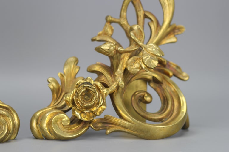 Pair of French Rococo Style Bronze Decors with Roses, Late 19th Century ...