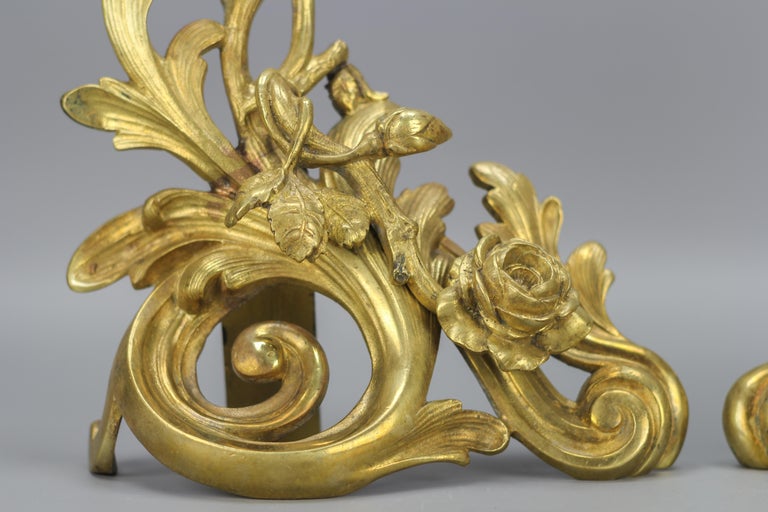 Pair of French Rococo Style Bronze Decors with Roses, Late 19th Century ...