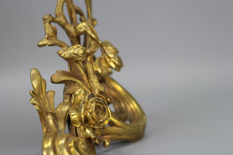 Pair of French Rococo Style Bronze Decors with Roses, Late 19th Century ...