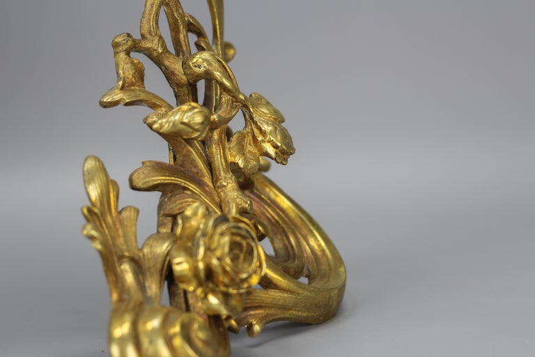Pair of French Rococo Style Bronze Decors with Roses, Late 19th Century ...