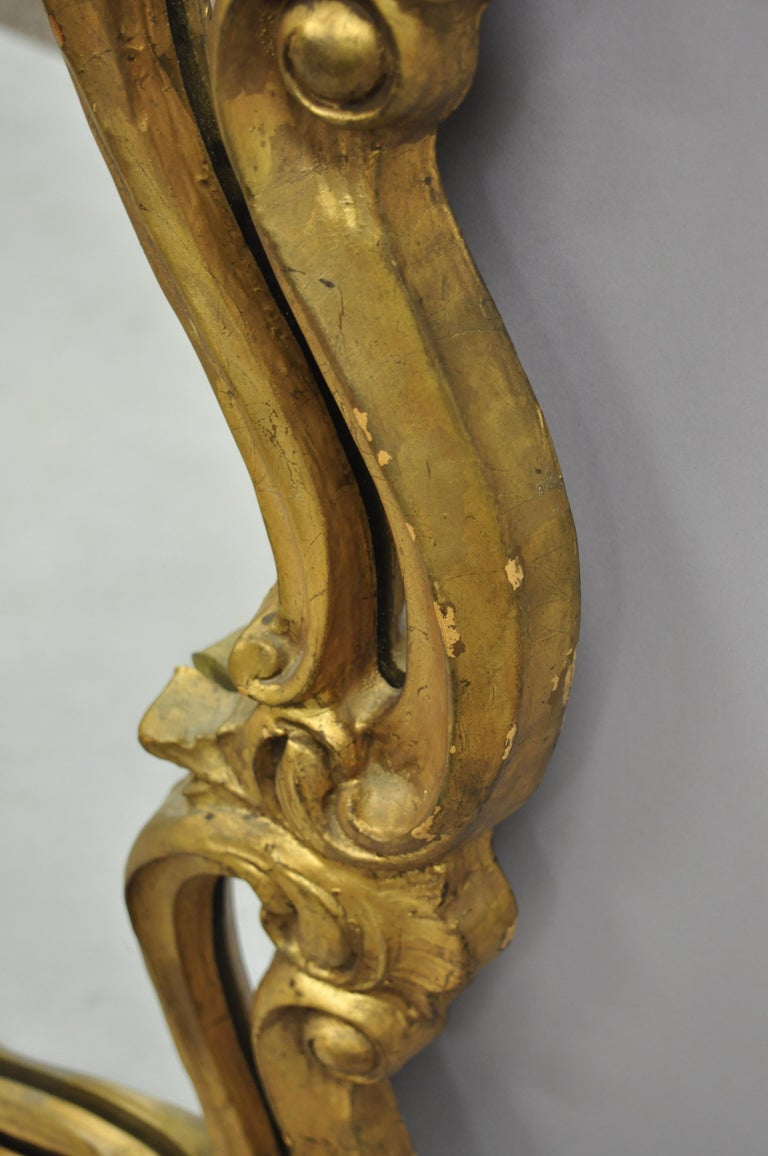 Pair of French Rococo Style Gold Wall Mirrors with Fancy Scroll Work at ...