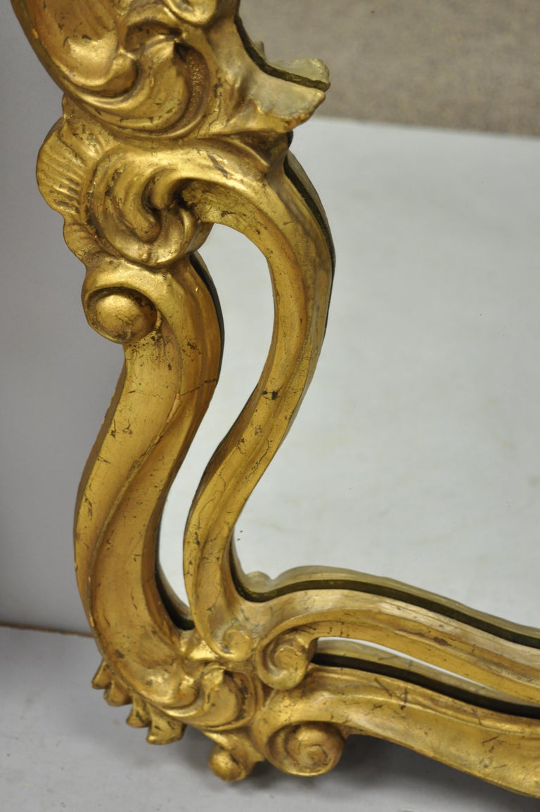 Pair of French Rococo Style Gold Wall Mirrors with Fancy Scroll Work at ...