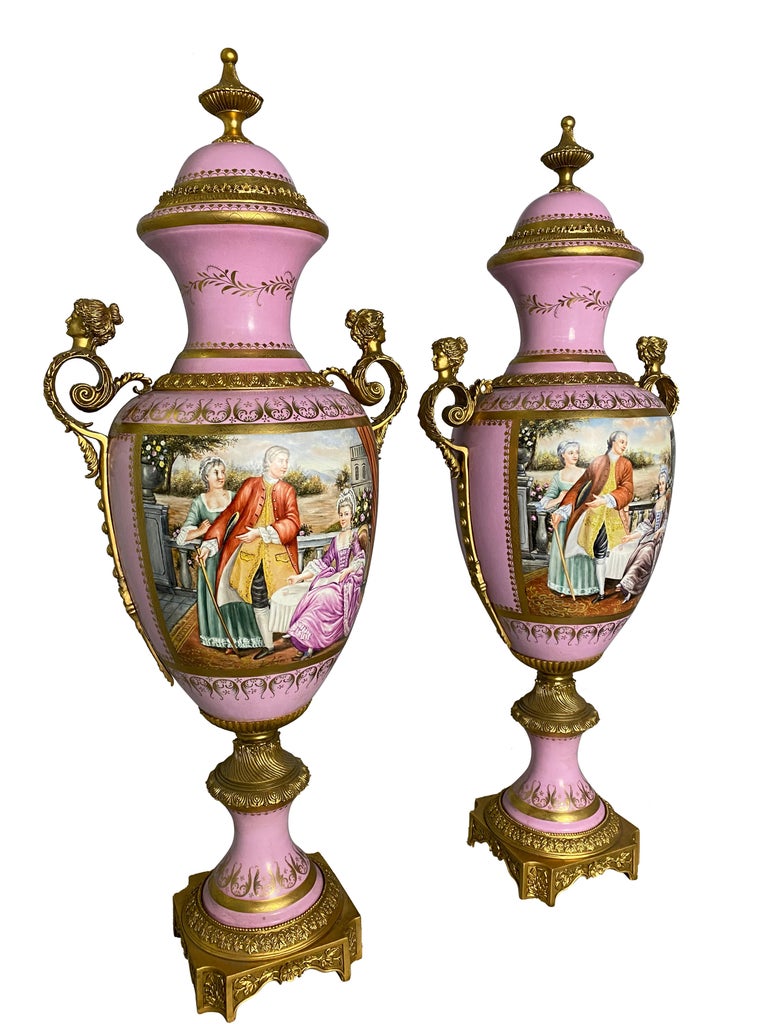 Pair of French Sèvres Marked Monumental Pink, 20th Century For Sale at ...