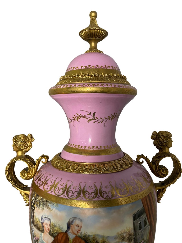 Pair of French Sèvres Marked Monumental Pink, 20th Century For Sale at ...