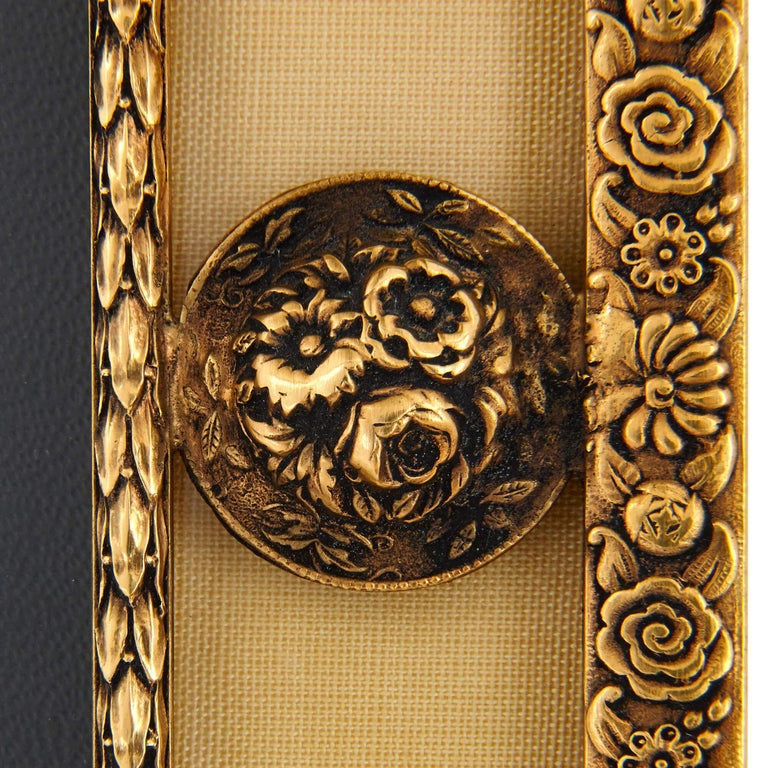 Pair of French Silk Mounted Gilt Metal Frames by Puiforcat For Sale at 1stDibs