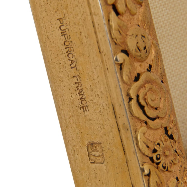 Pair of French Silk Mounted Gilt Metal Frames by Puiforcat For Sale at 1stDibs