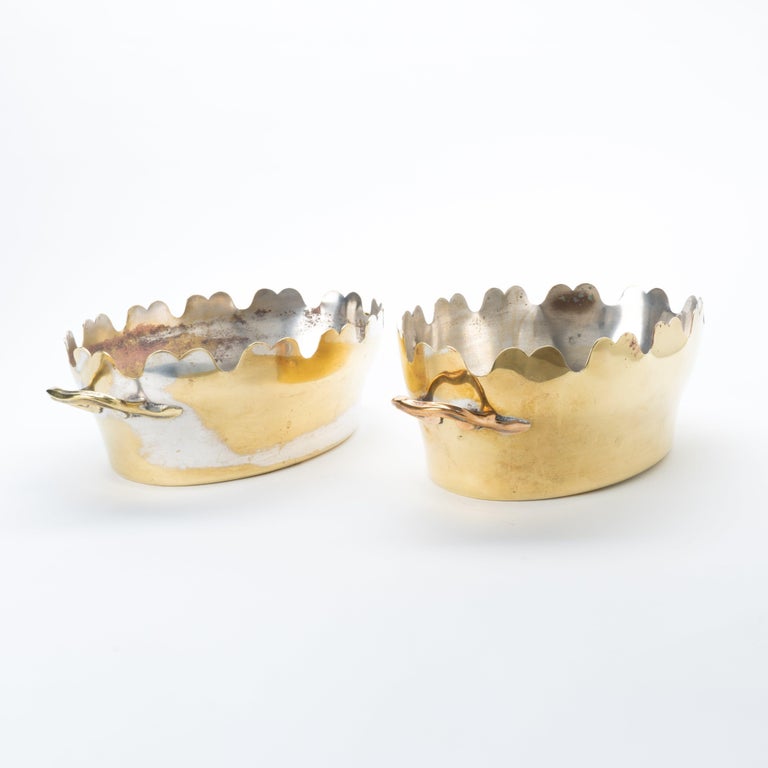 Pair of Mid-18th Century French Silvered Brass Verrière Wine Rinsers ...