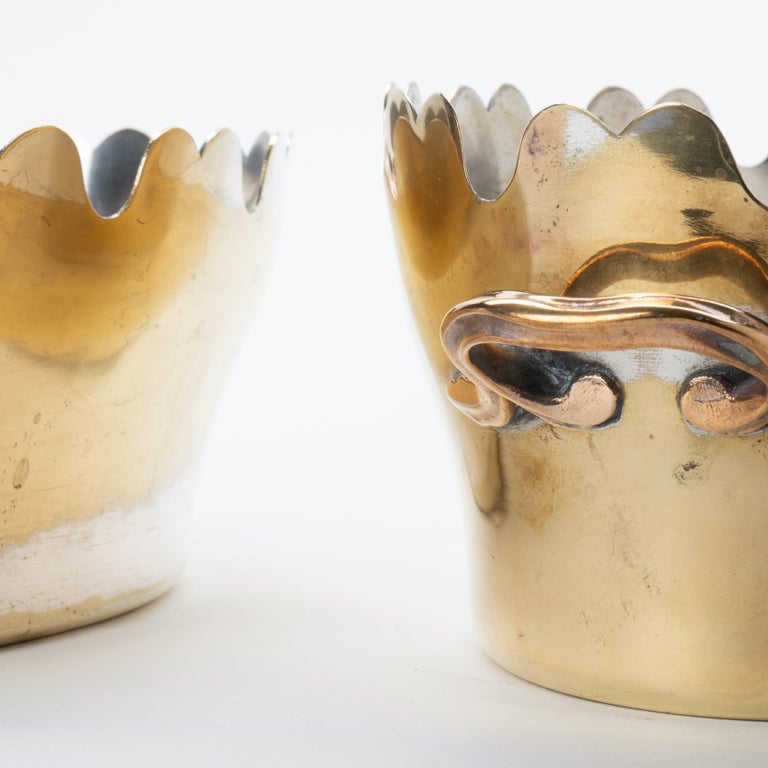 Pair of Mid-18th Century French Silvered Brass Verrière Wine Rinsers ...