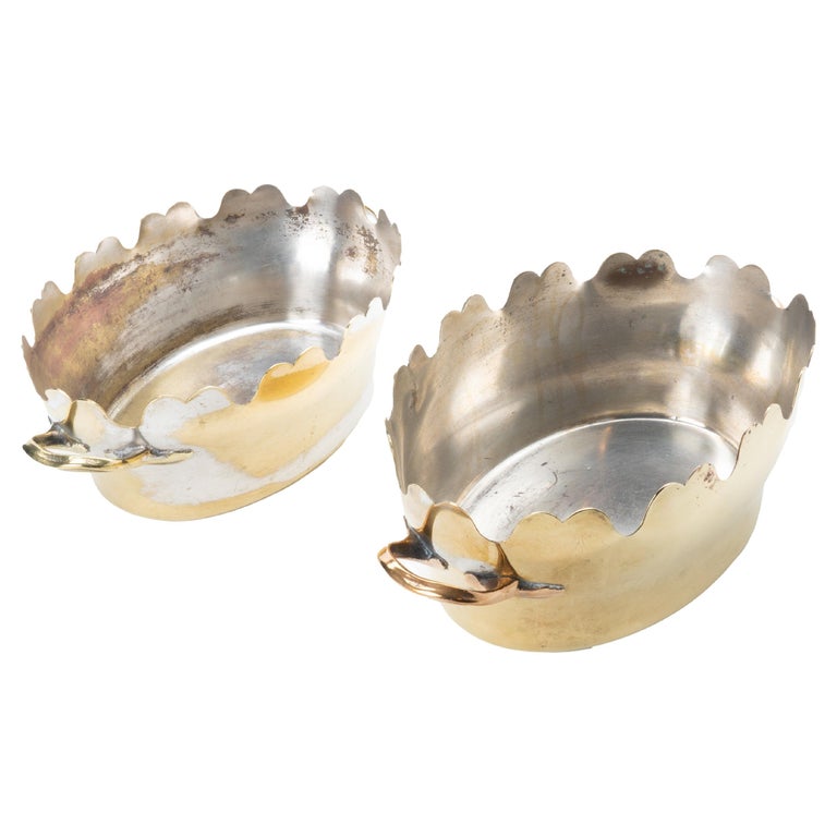 Pair of Mid-18th Century French Silvered Brass Verrière Wine Rinsers ...