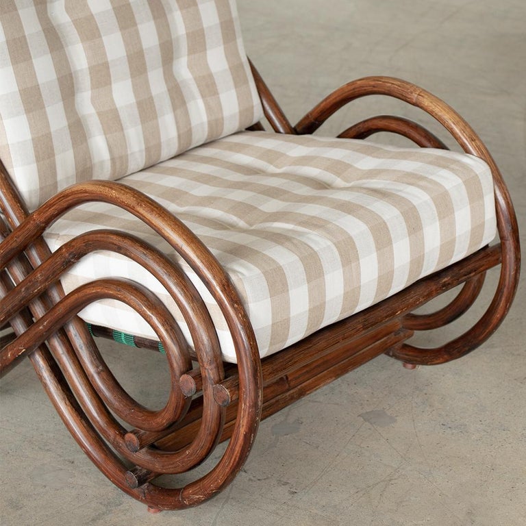 Pair of French Spiral Rattan Lounge Chairs at 1stDibs