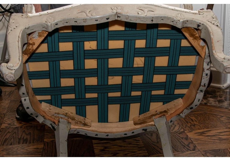 Pair of French Style Bergeres with Leather Seats For Sale at 1stDibs