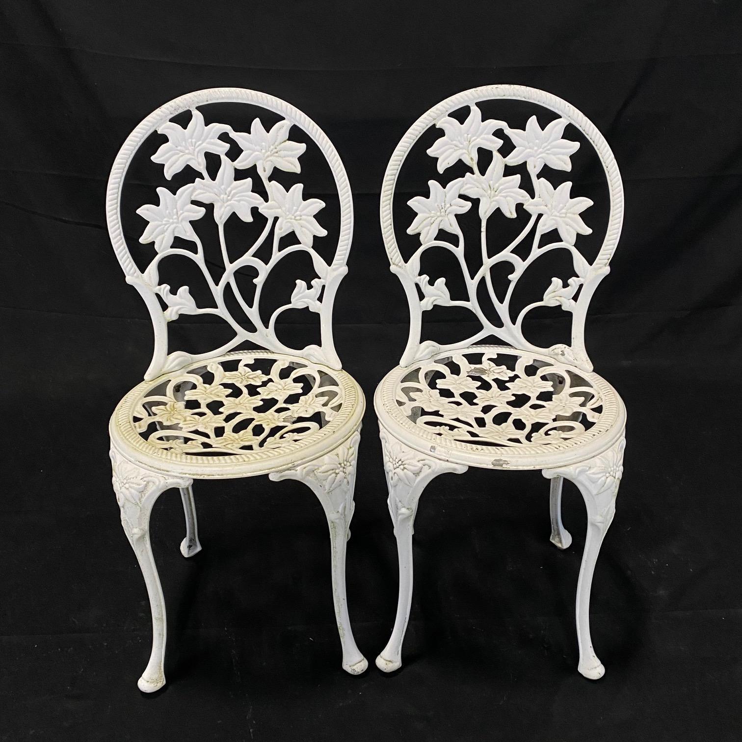 Pair of French Style Outdoor Garden Cast Aluminum Patio Bistro Dining ...