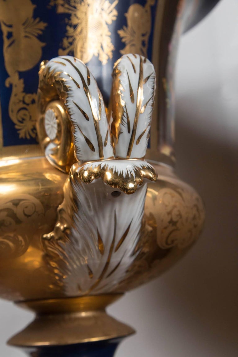 Pair of French Style Painted and Gilded Porcelain Classical Urns For ...