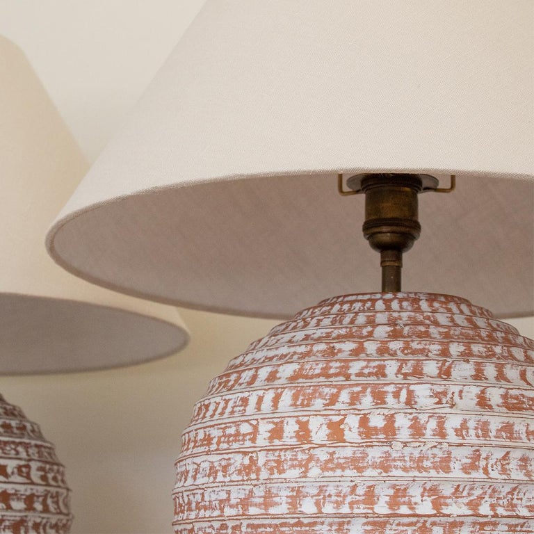 Pair of French Terracotta Table Lamps For Sale at 1stDibs