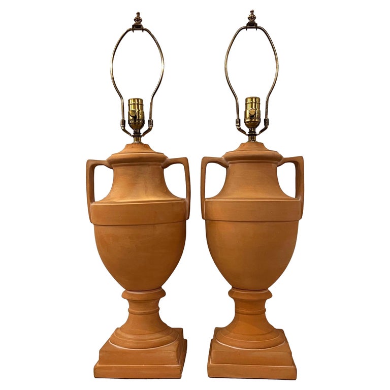 Pair of French Terracotta Table Lamps For Sale at 1stDibs