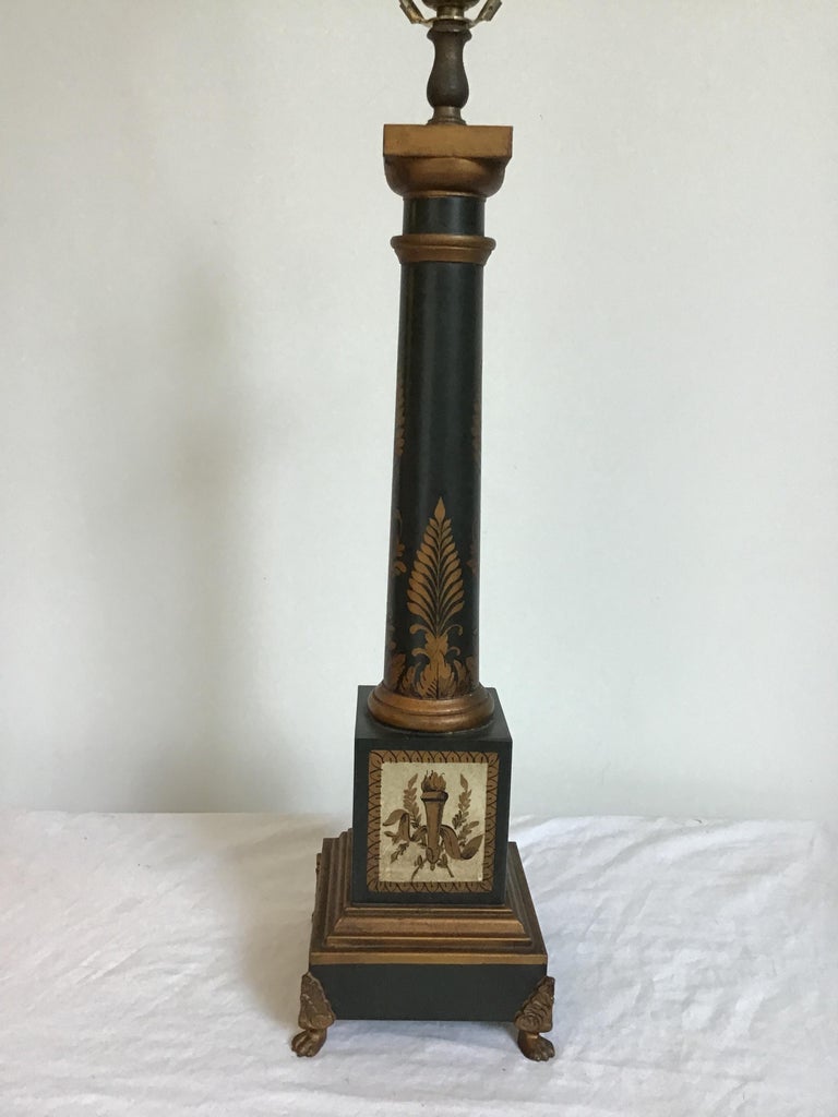 Pair of French Tole Classical Lamps For Sale at 1stDibs