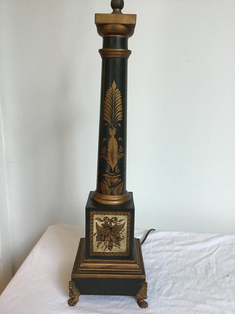 Pair of French Tole Classical Lamps For Sale at 1stDibs