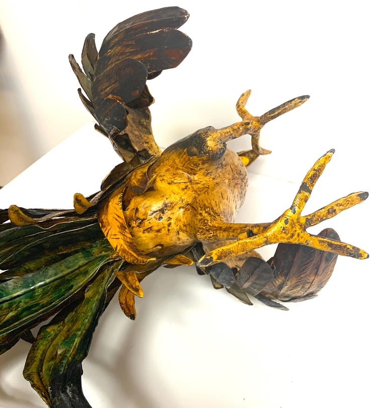 Pair of French Tole Fighting Roosters at 1stDibs