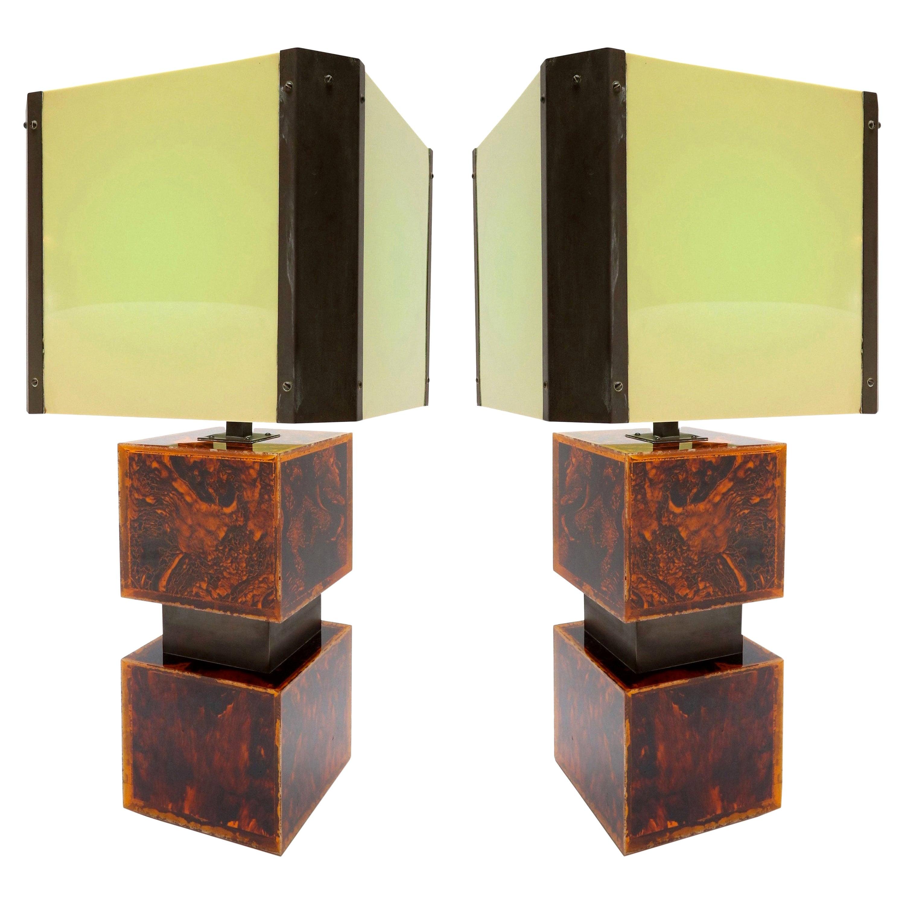 Faux Tortoise Shell Table Lamps For Sale at 1stDibs