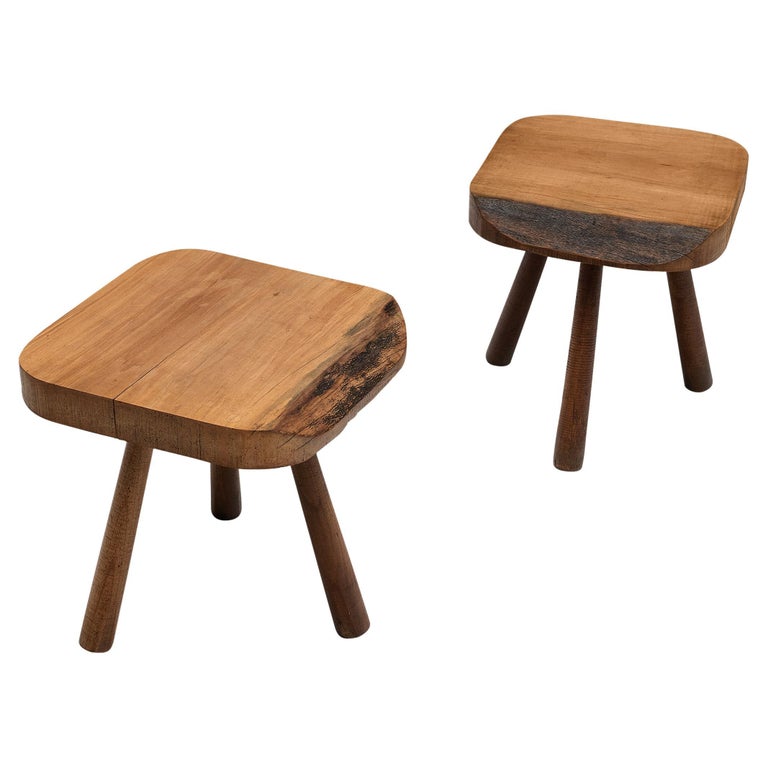Pair of French Tripod Side Tables in Cherry For Sale at 1stDibs