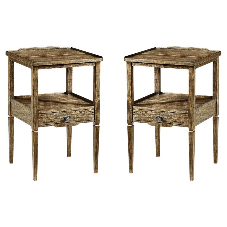 Pair of French Two Tier Lamp Tables - Medium Drift For Sale at 1stDibs