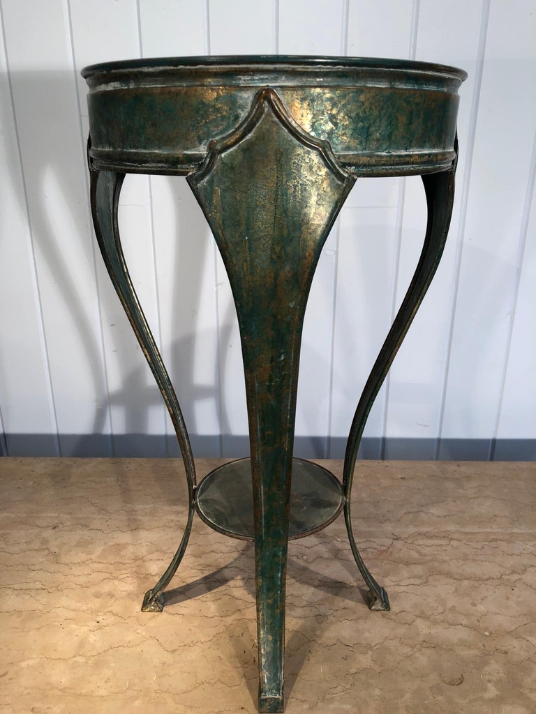 Pair of French Verdigris Brass Plant Stand Tables at 1stdibs