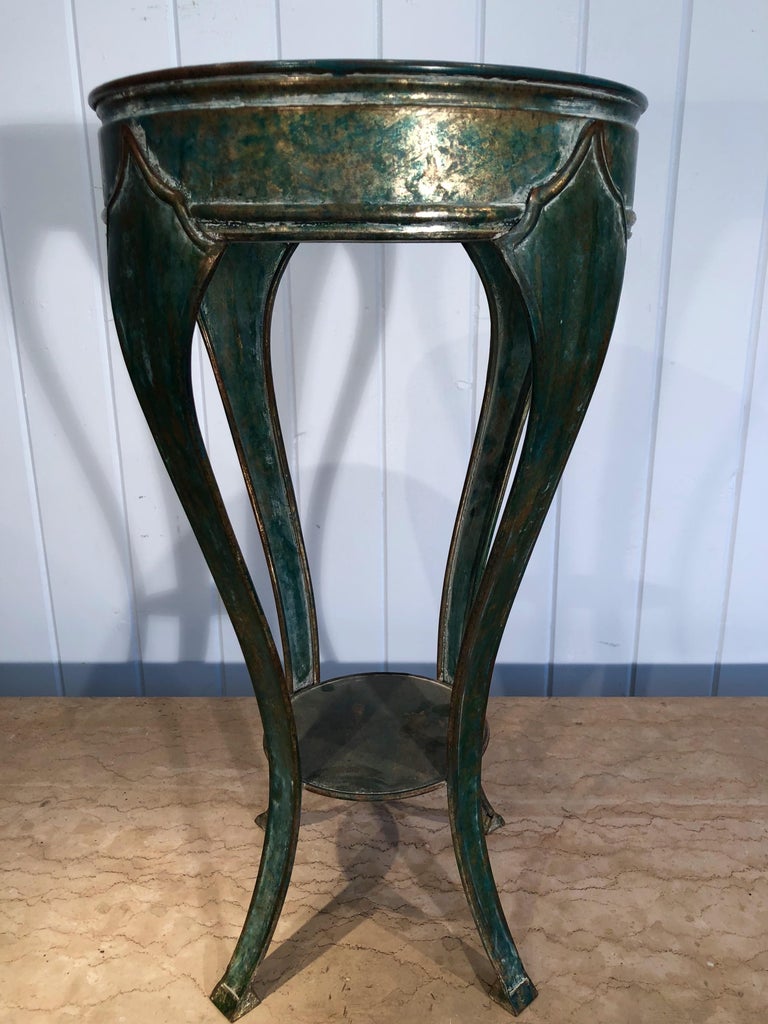 Pair of French Verdigris Brass Plant Stand Tables at 1stDibs