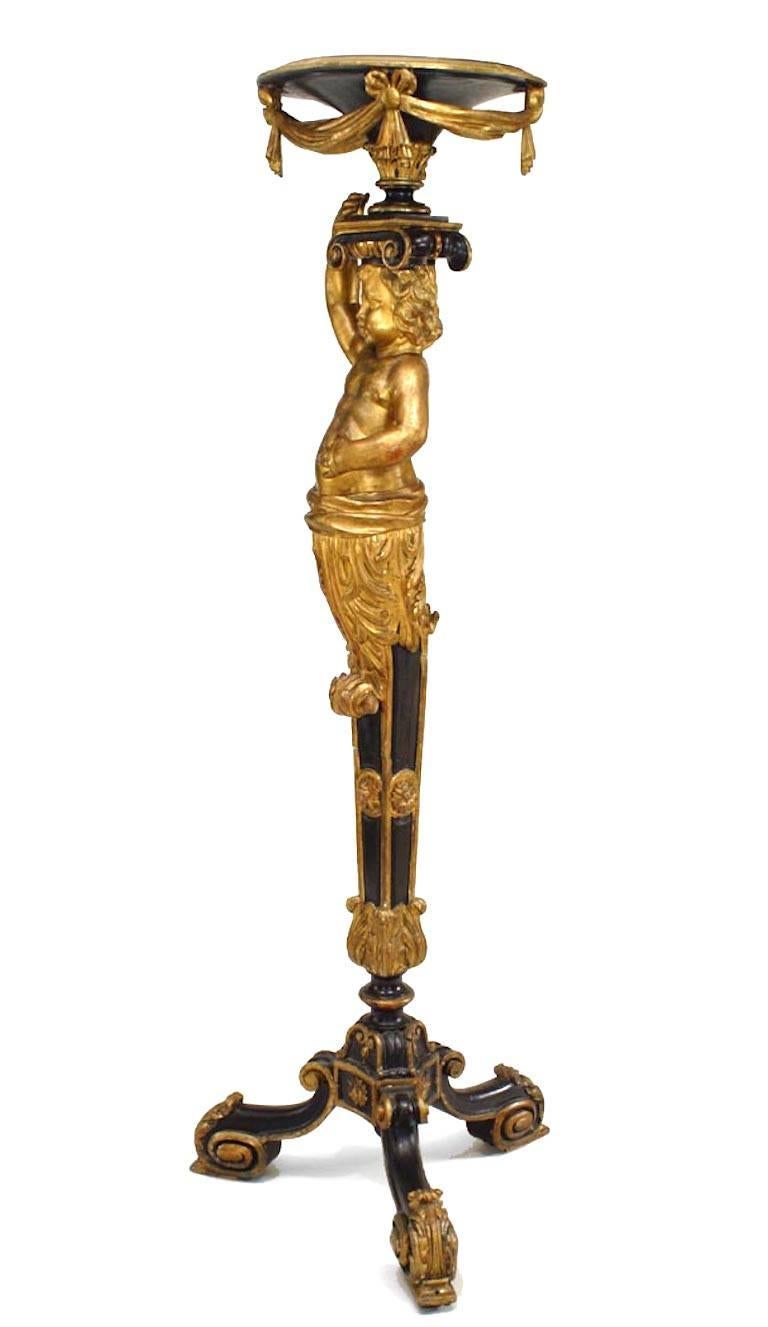 Pair of French Victorian Gilt Cupid Pedestals For Sale at 1stDibs
