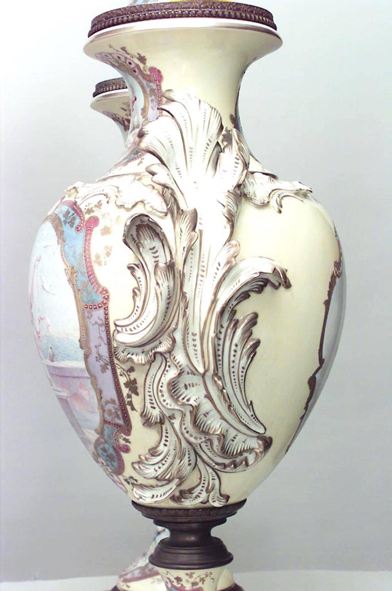 Pair of French Victorian Yellow Sevres Porcelain Vases For Sale at ...