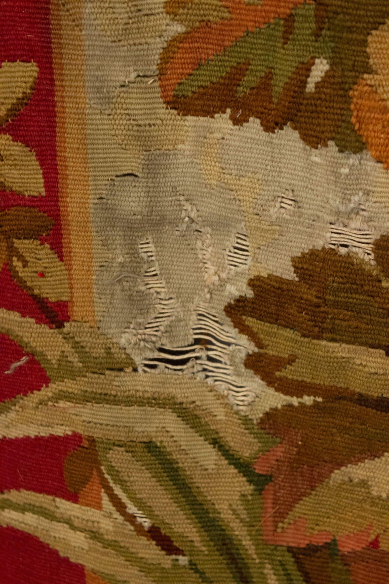 Pair of French Victorian Red Aubusson Wall Hangings For Sale at 1stDibs