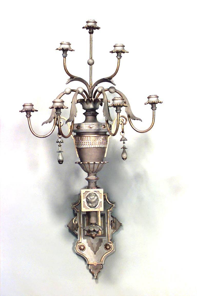 4 French Victorian White Painted and Gilt Wooden Carved Wall Sconces ...