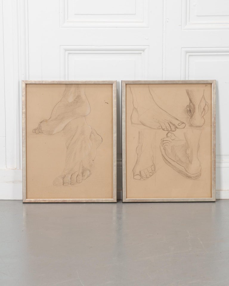 Pair of French Vintage Feet Drawings For Sale at 1stDibs