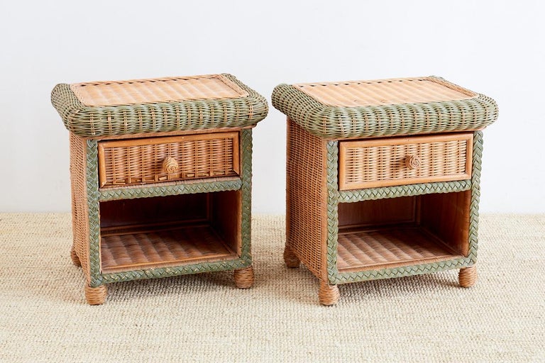 Pair of French Wicker Nightstands Attributed to Grange at 1stDibs ...