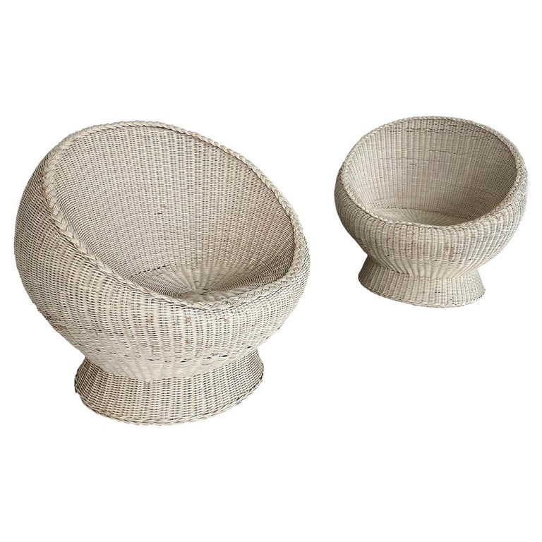 Pair of French Wicker Pod Chairs For Sale at 1stDibs