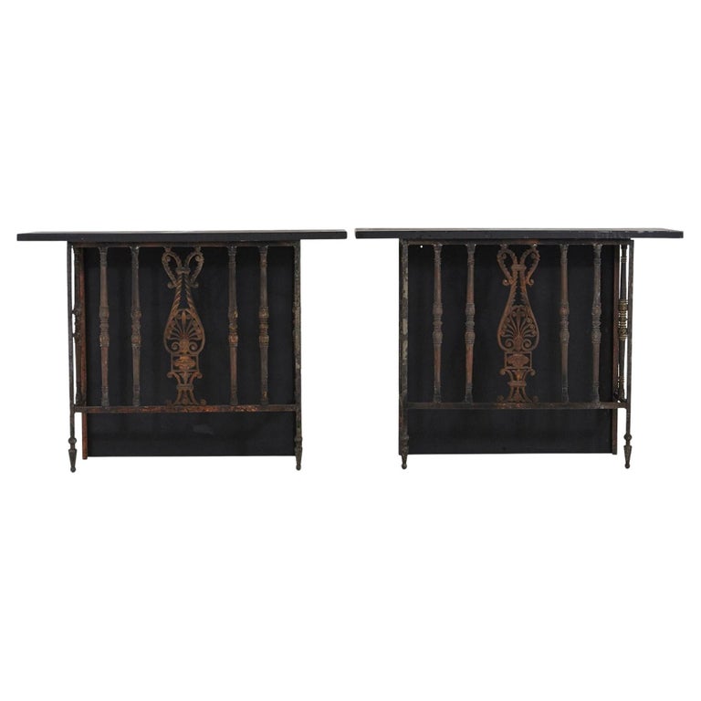 Pair of French Wrought Iron Balcony Railings Transformed into Custom ...