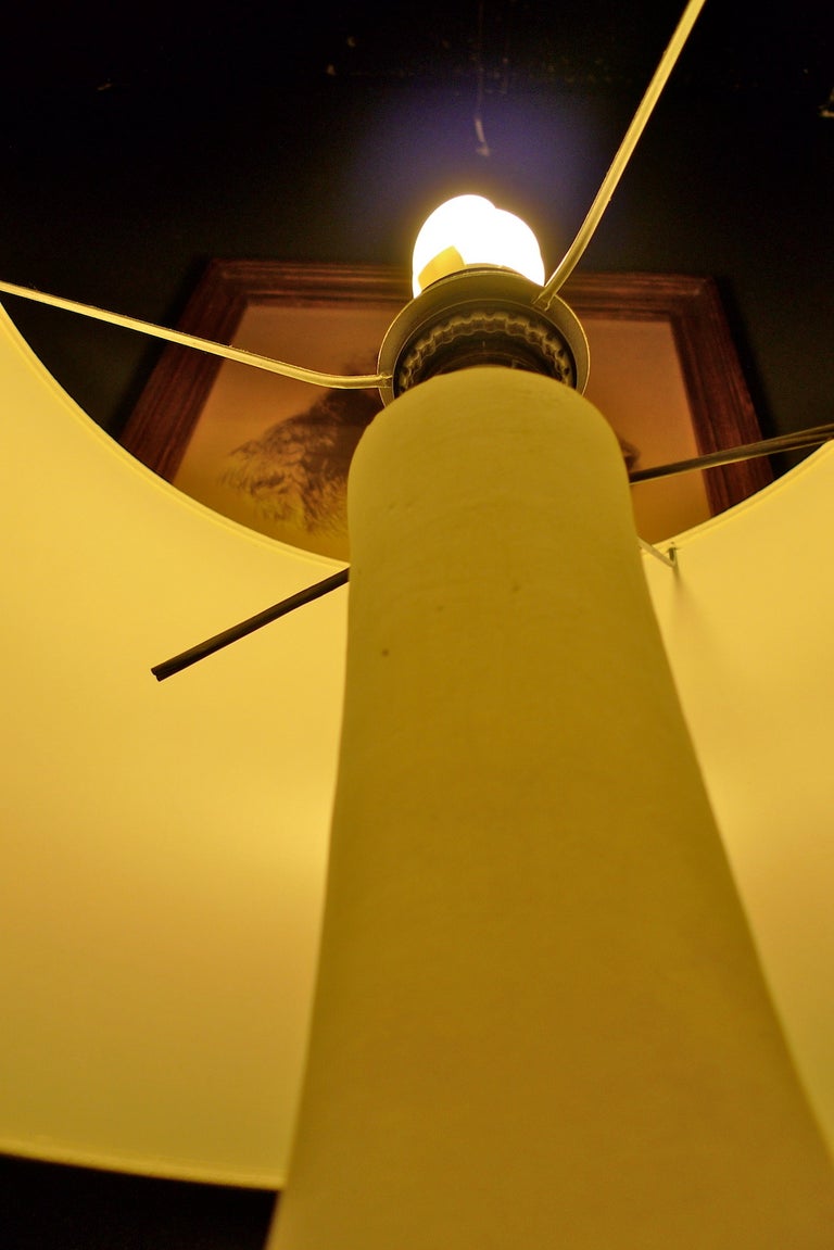 Pair of French XIX Painted Stone Pillar Lamps with Painted Wood Half ...