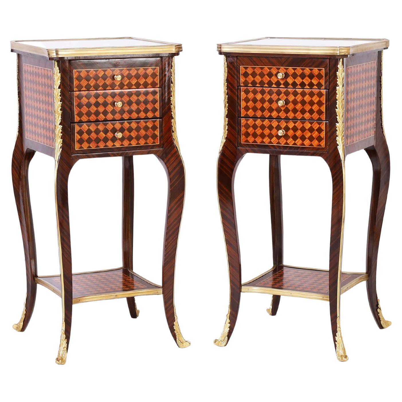 Pair of Campaign Leather Top Tables or Stands For Sale at 1stDibs