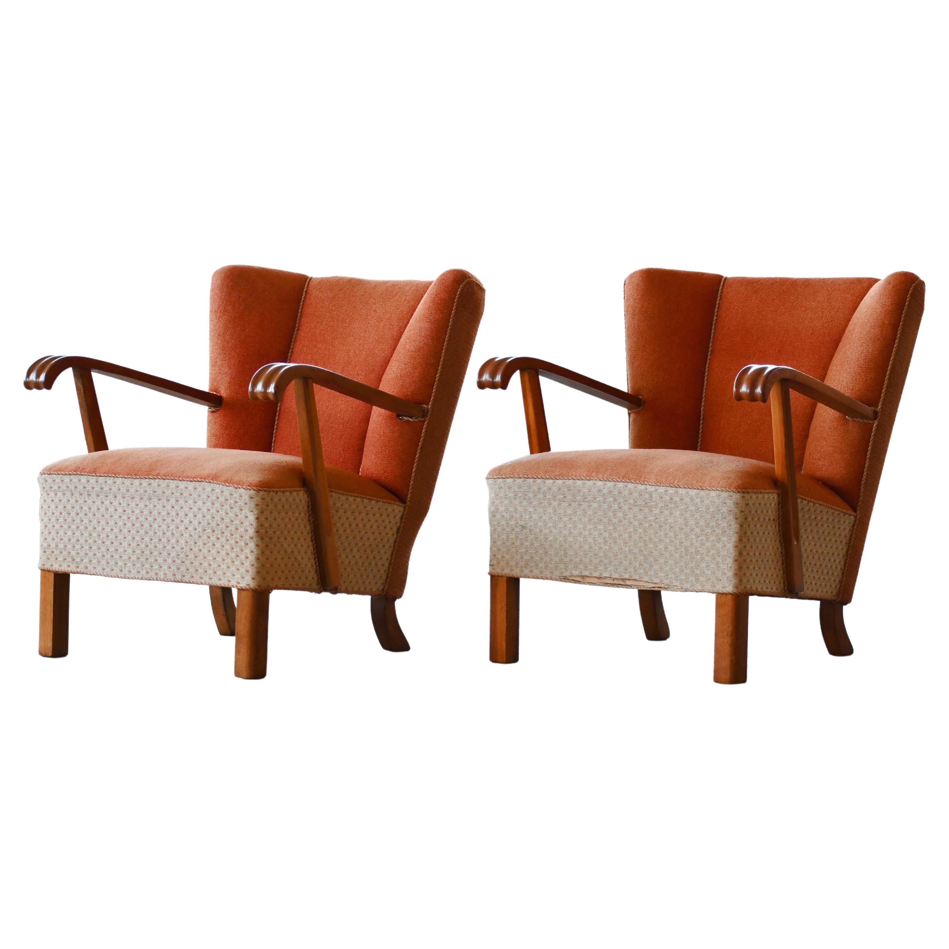 Pair of 1940s Art Deco Bentwood Club or Lounge Chairs at 1stDibs