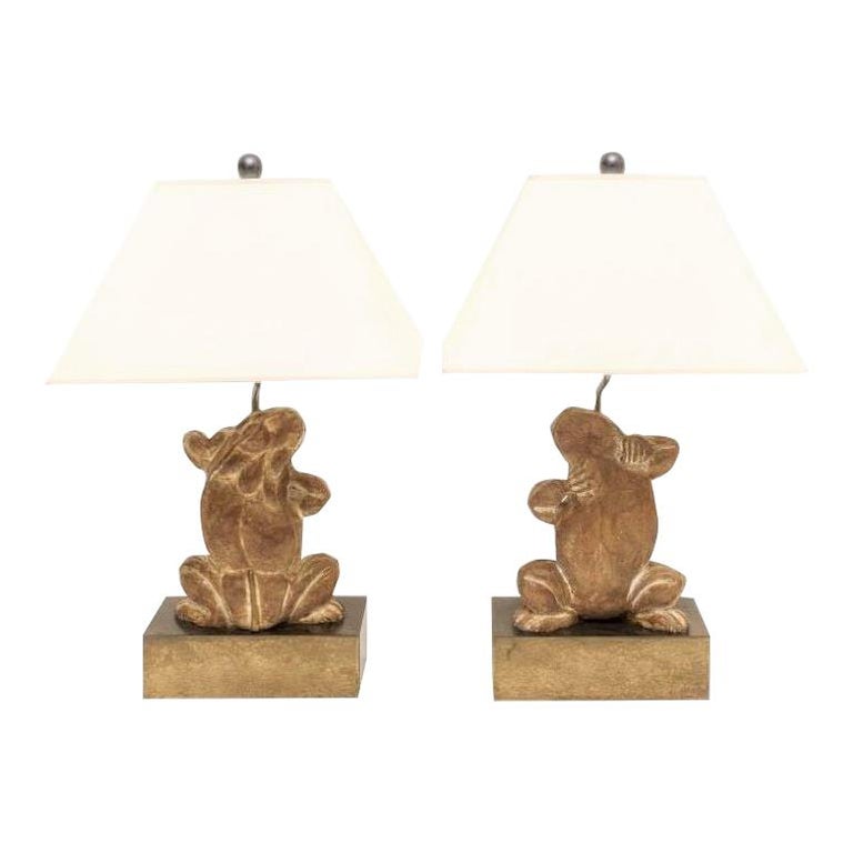 Pair of Frog Motif Table Lamps For Sale at 1stDibs