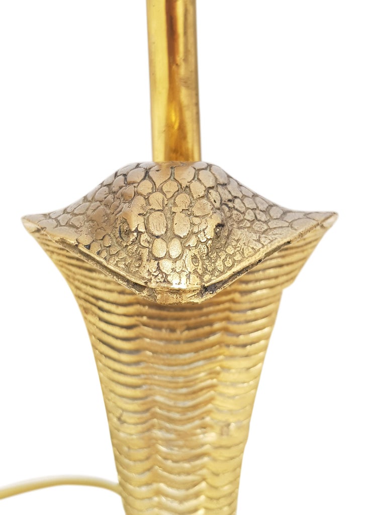 Pair of Full Brass Cobra Snake Lamp Style Maison Jansen at 1stDibs