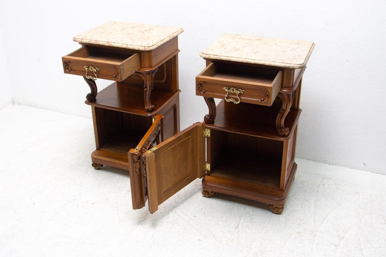 Pair of Fully Restored Historicist Bedside Tables, 1910, Austria For ...