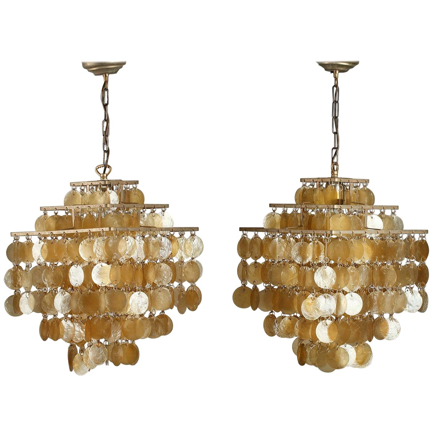 Verner Panton "Triple Fun" Mother of Pearl Chandelier at 1stDibs
