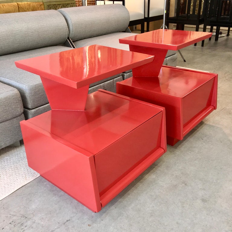 Pair of Futuristic 1950s Lacquered Nightstands by Mengel at 1stDibs ...