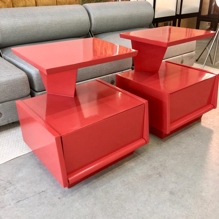 Pair of Futuristic 1950s Lacquered Nightstands by Mengel at 1stDibs ...