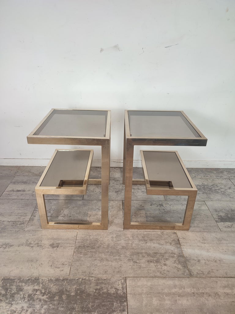 Pair of G Shaped Side Tables from Belgo Chrom For Sale at 1stDibs